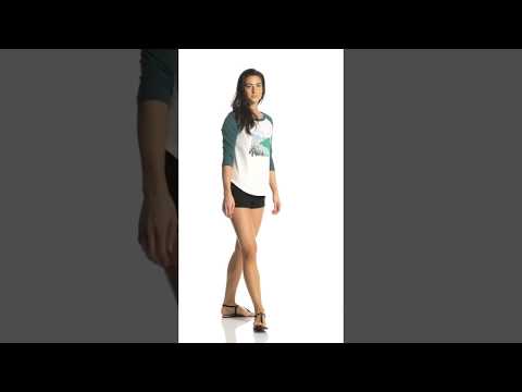 United By Blue Women's 3/4 Sleeve Mountain Ink Baseball Tee | SwimOutlet.com