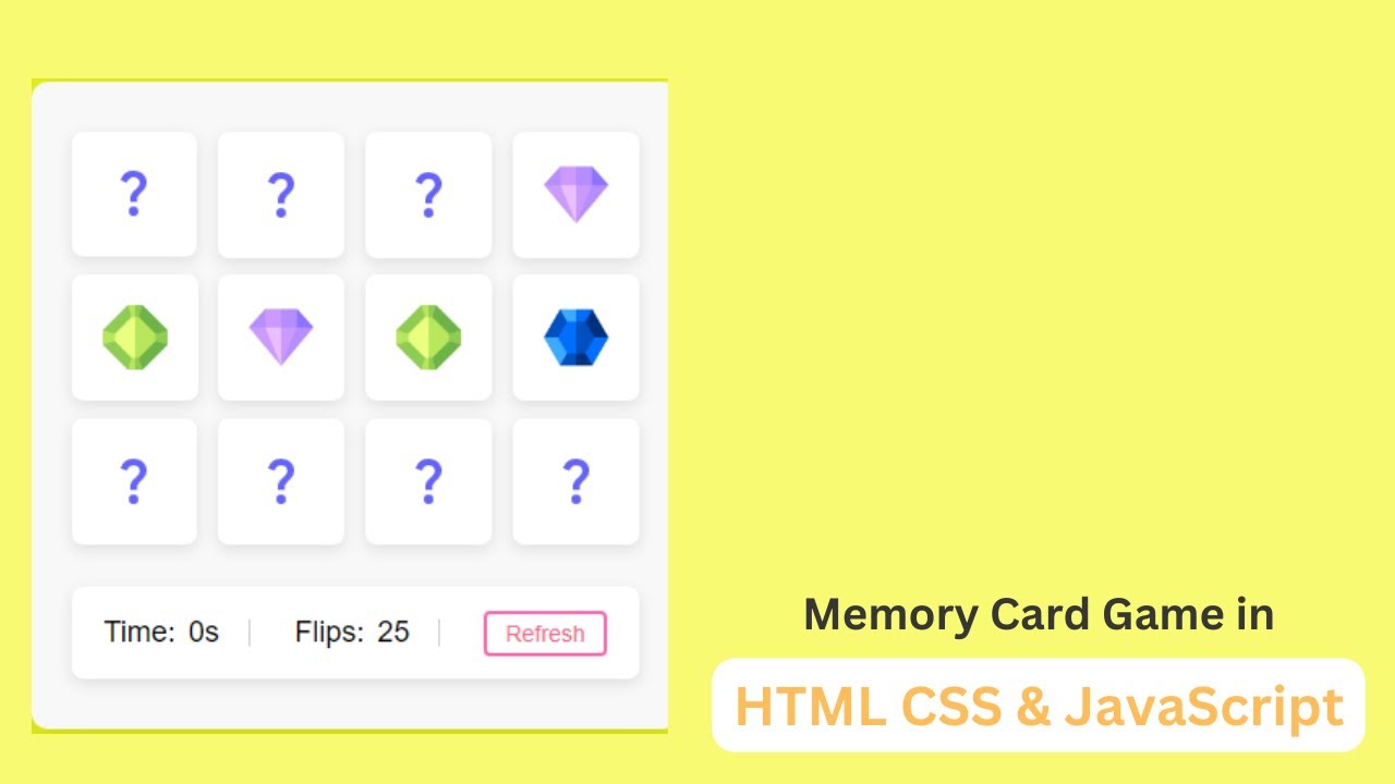 Build A Memory Card Game in HTML CSS & JavaScript