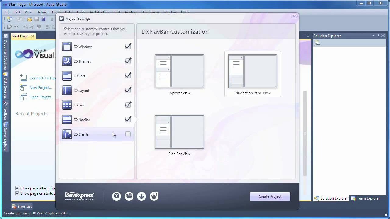 WPF Project Wizard - DXperience 2010.1