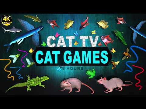 CAT GAMES -π CATCHING FISH VIDEOS FOR CATS TO WATCH ULTIMATE CAT TV COMPILATION 4K UHD 60 FPS