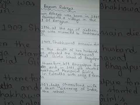 10 lines essay on 'Begum Rokeya 'in english.