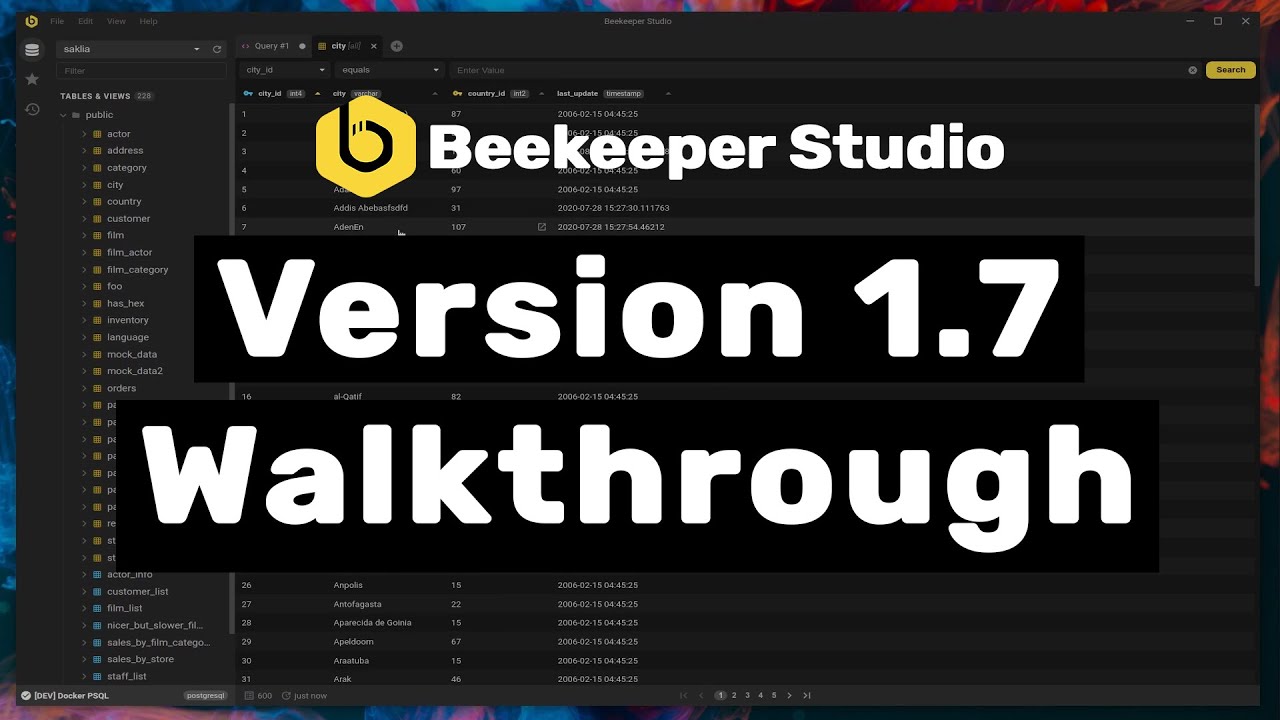 Beekeeper Studio SQL Editor v1.7 - SQL Table Editing & Foreign Key Lookups