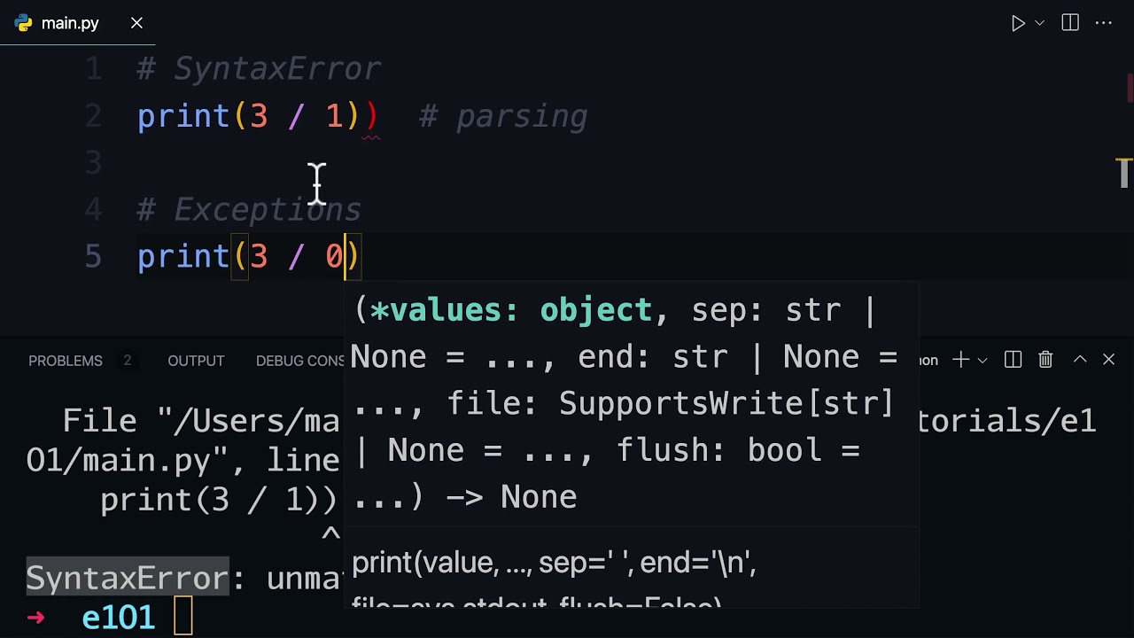 Working With Python Exceptions and Differentiating From Syntax Errors