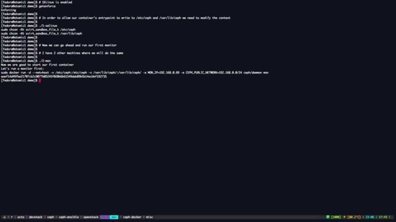 Demo: running Ceph in Docker containers