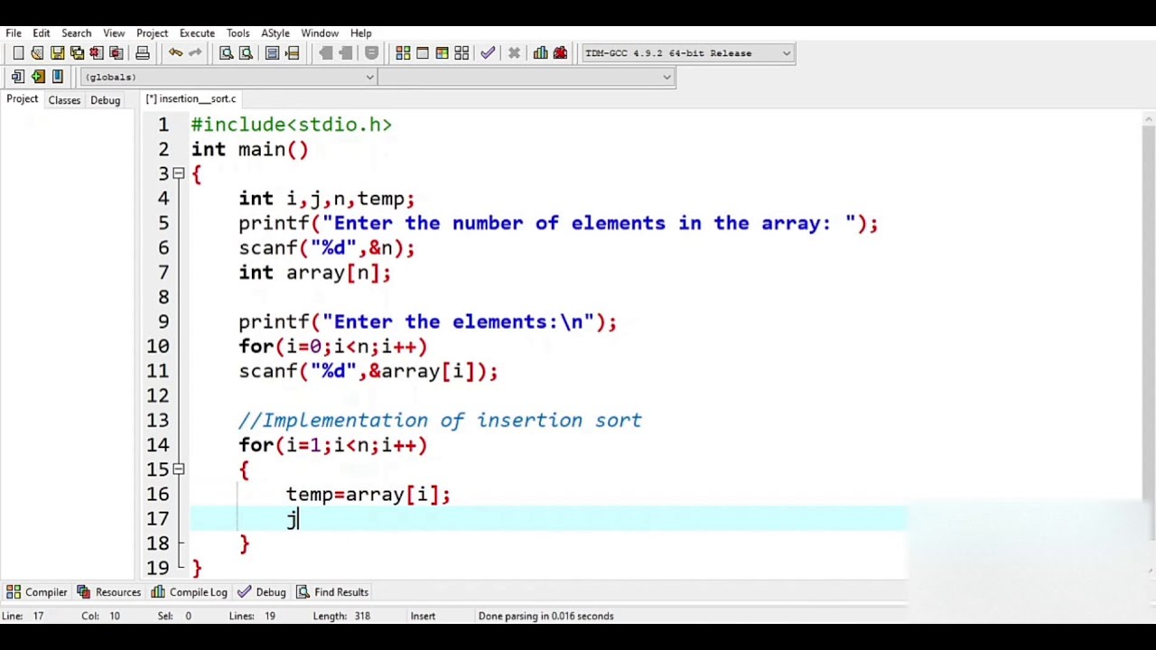 C Program to implement Insertion Sort || Coding Guide for Beginners|| #programming