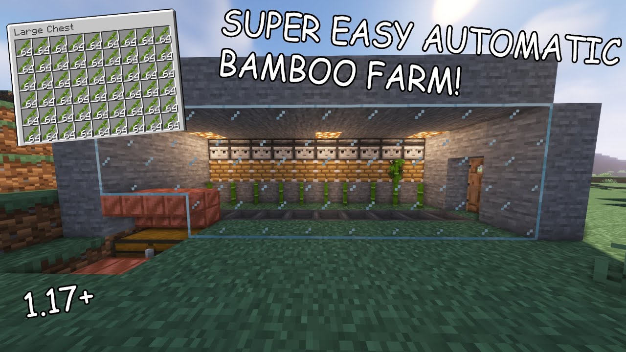 SUPER EASY AUTOMATIC BAMBOO FARM MINECRAFT 1.17+ TUTORIAL! (Java+Bedrock)