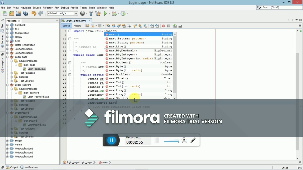 How to do Simple coding in java for login & password ?