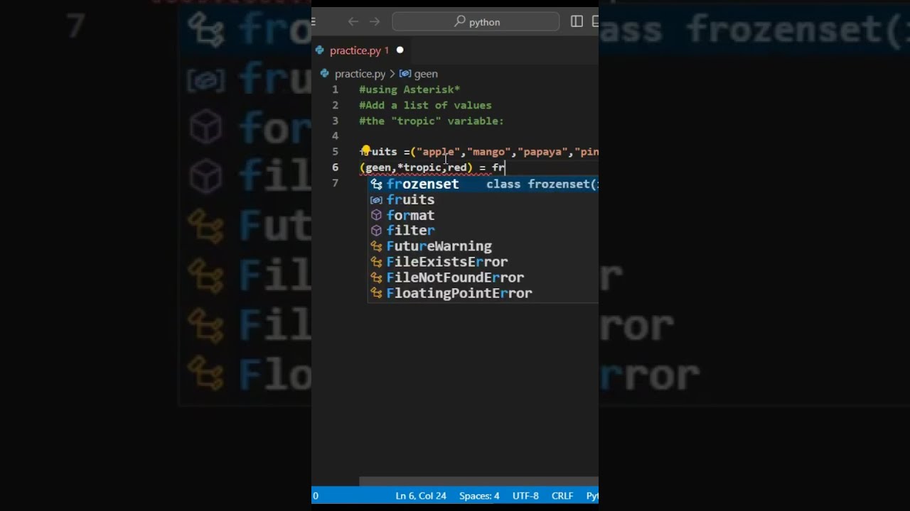 Using a Asterisk * #python #pythonprogramming #coding #code #pythoncoding #programming