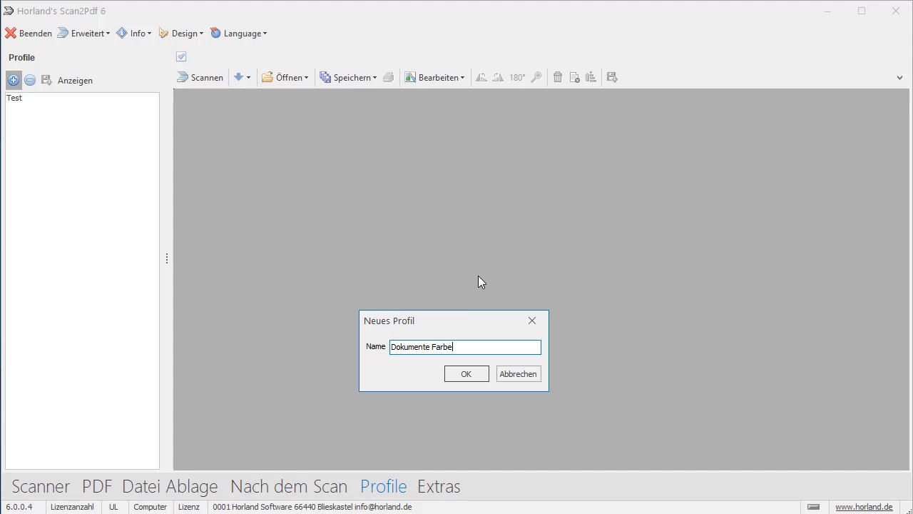 Scan2PDF Profile anlegen