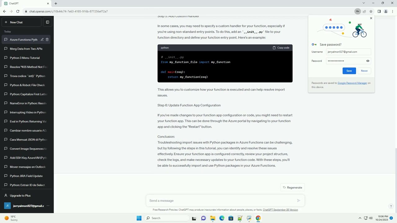 Azure functions unable to import certain python packages