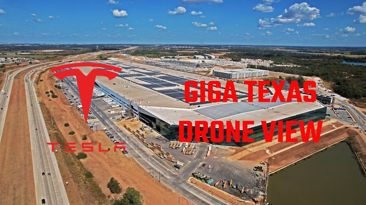 GIGA Texas Drone View - OCTOBER - Tesla Giga Factory - Austin Texas
