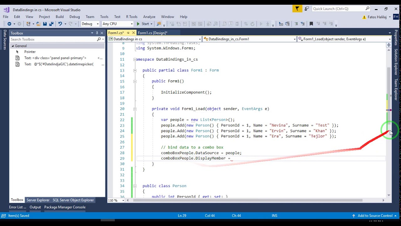 DataBinding in C# (populate data in a comboBox)