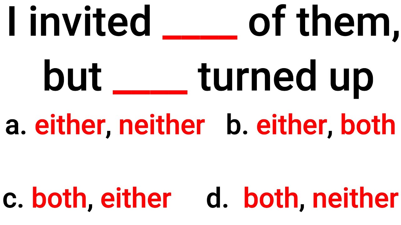 English Grammar Quiz: BOTH, EITHER & NEITHER- General Test |English MasterClass|