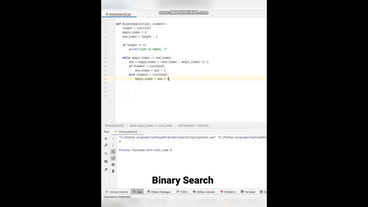 Binary search Algorithm Python