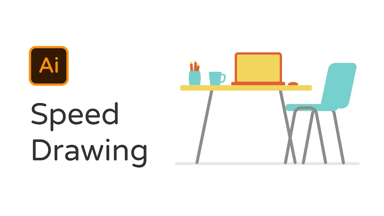Home Office Desk - Illustrator Speed Drawing