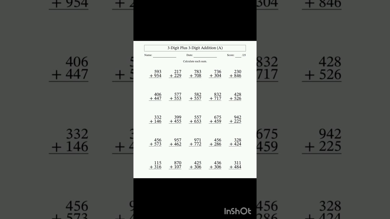 3 digit addition worksheet #trending #education #maths #addition #worksheet #3digit