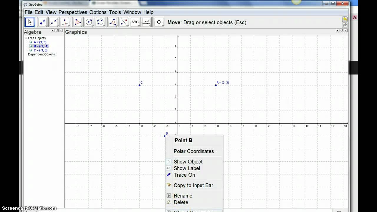 GeoGebra Displaying Coordinates and Saving as a PDF File