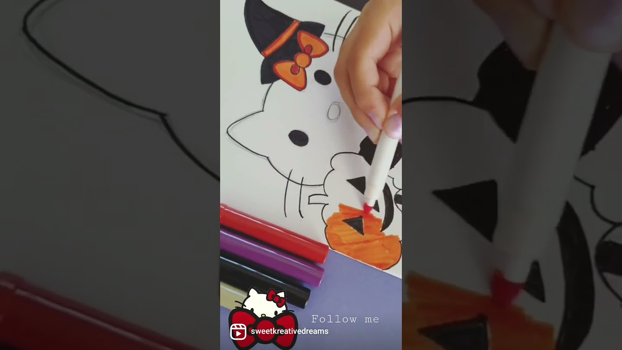 Hello Kitty / Halloween Hello  Kitty 🎃 / Coloring Hello Kitty / Hello kitty  #shorts