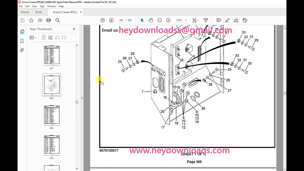 Grove Crane RT 530E Parts Catalog Manual