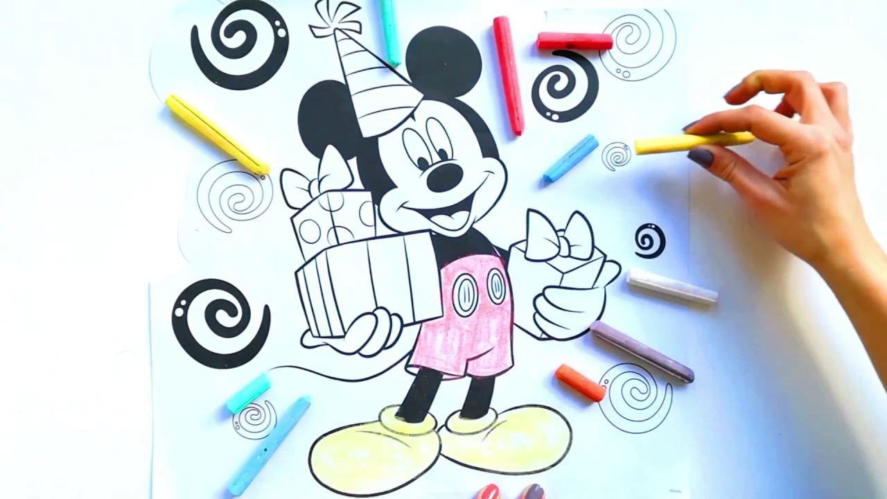 How to draw MICKEY mouse - coloring pages birthday party - colors for kids