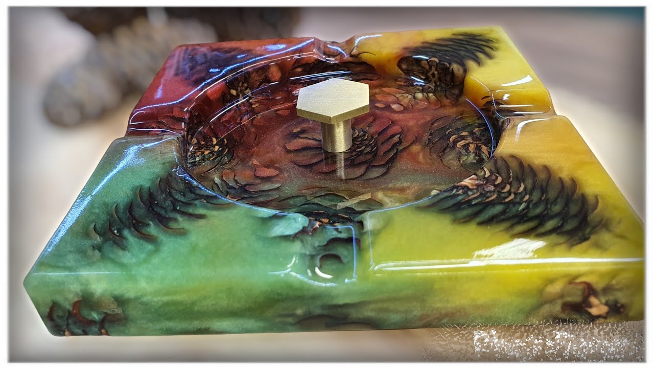 DIY pine cones and epoxy resin = ashtray