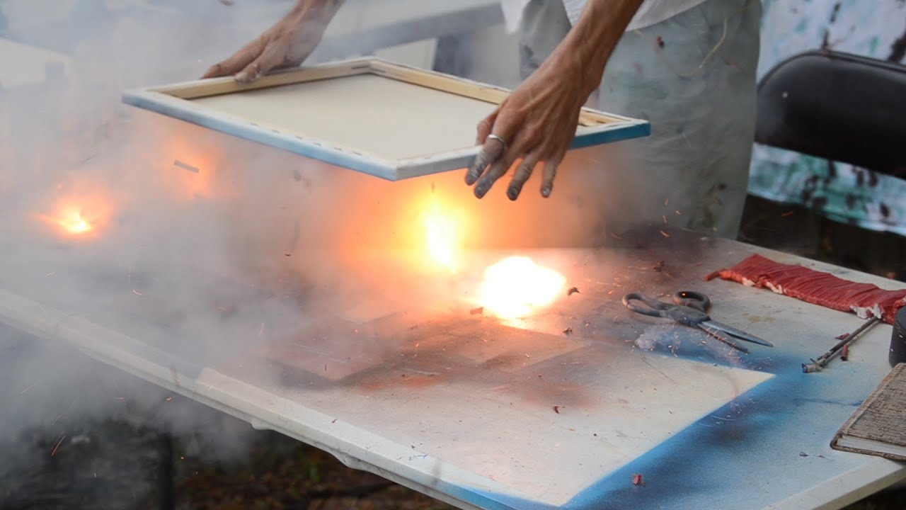 This artist makes paintings with firecracker explosions