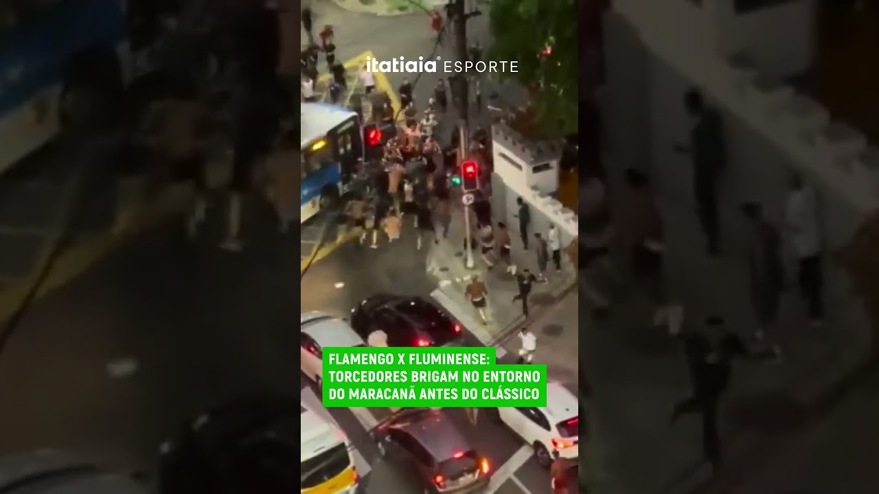BRIGA ENTRE TORCEDORES DE FLAMENGO E FLUMINENSE ANTES DA PARTIDA NOS ARREDORES DO MARACANÃ