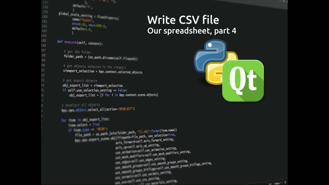 PyQt5 Lesson 19 Write csv Spreadsheet part 4