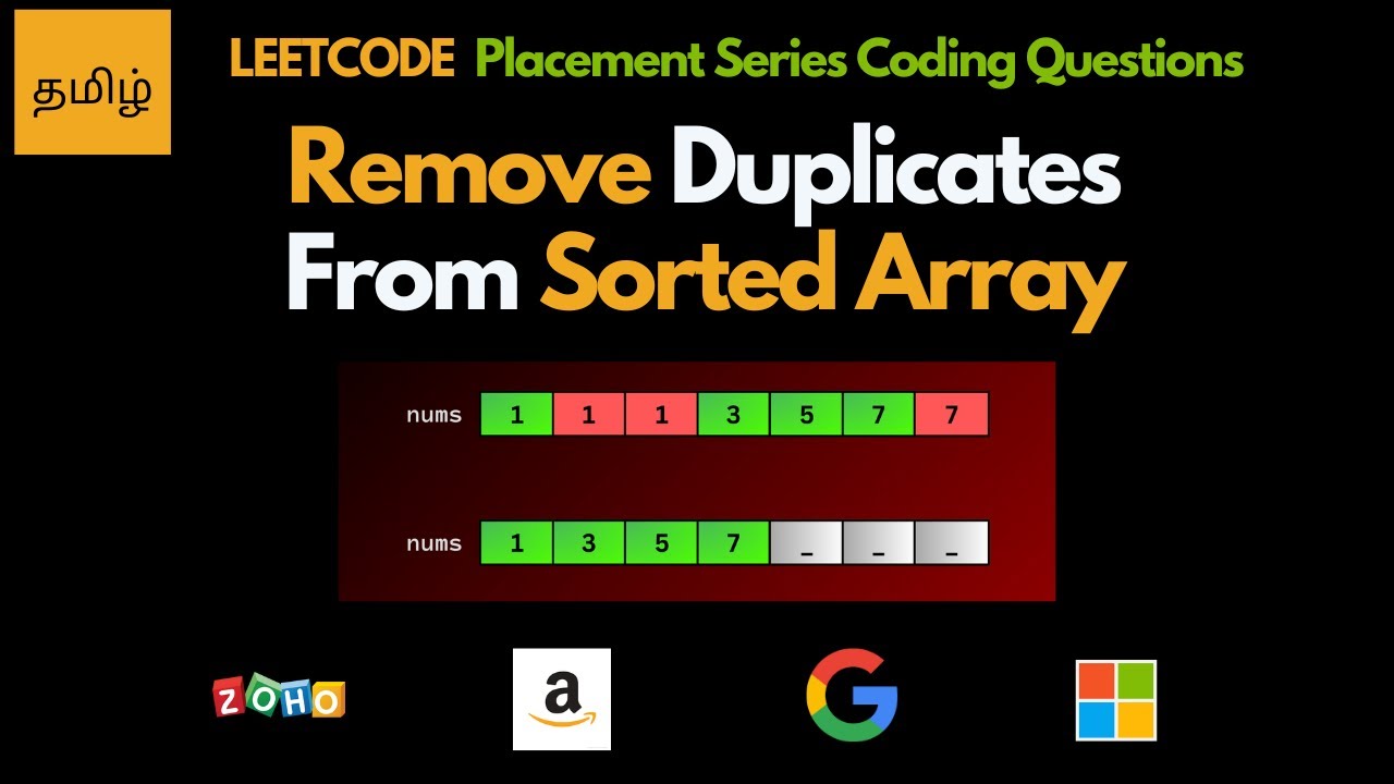 Remove Duplicates From Sorted Array - Tamil -  Leetcode 26