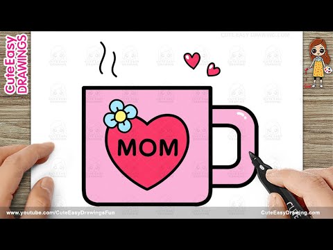 Mother's Day Drawing | How to Draw (❤️MOM) Cute Tea Cup Easy for KIDS