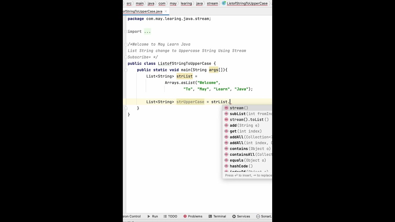 Convert a list of strings to uppercase using the Stream API #coding#java