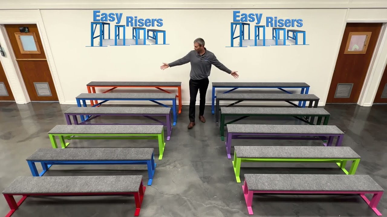 Easy Risers! The only portable, stackable, stadium style seating system for classrooms and more!