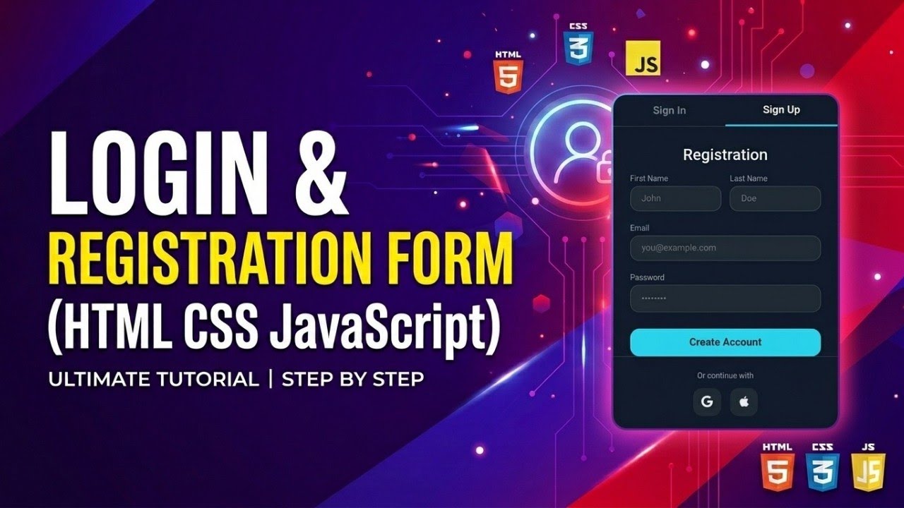 Login & Registration Form From Scratch (HTML CSS JavaScript)