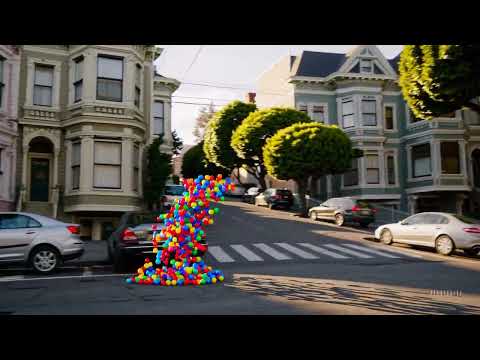 OpenAI Sora - Colorful Cascade Down Street