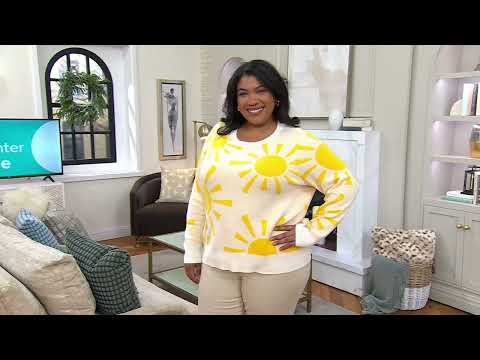 AnyBody Crew Neck Intarsia Sweater on QVC
