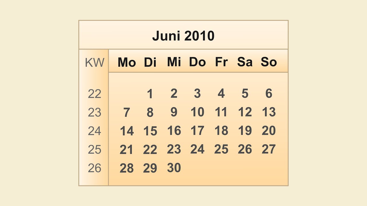 Kalender Juni 2010