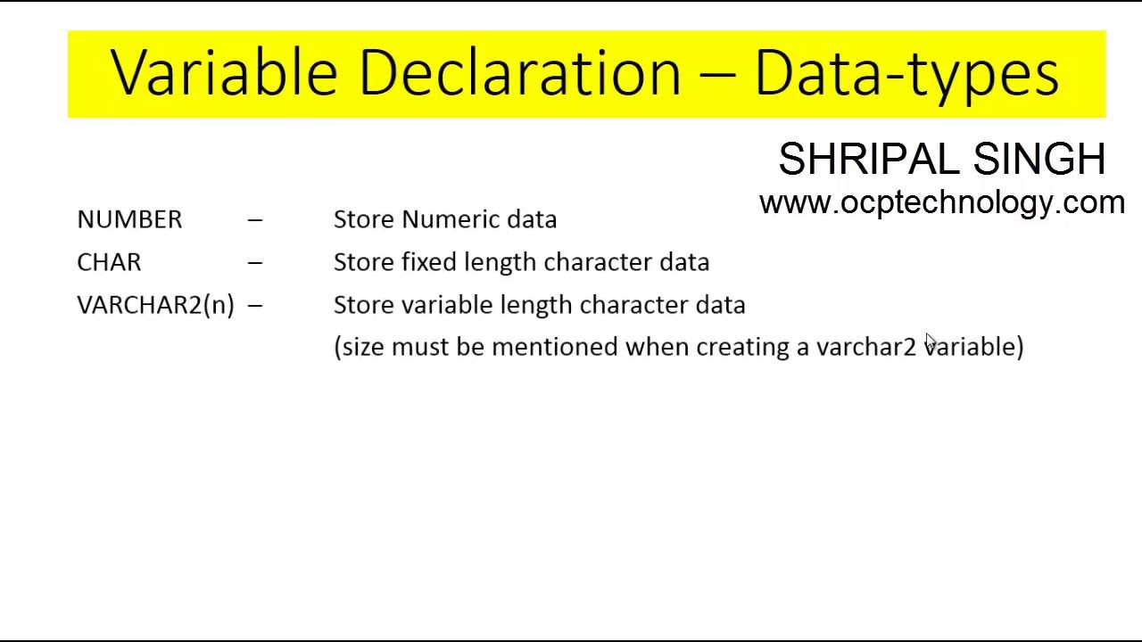 PLSQL TUTORIAL - How to variable declaration Datatypes in PLSQL