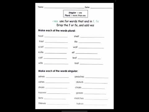 2nd Grade Plurals Ending in f or fe
