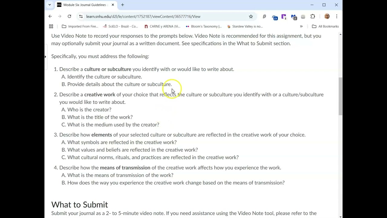 SNHU HUM 215 Module 6 Assignment Walkthrough