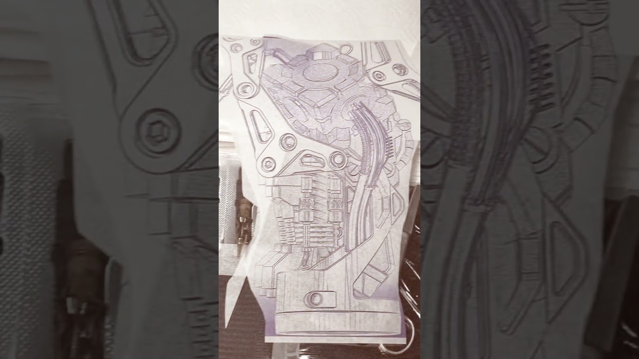 Biomechanical 3d sleeve tattoo -Timelap #shorts #tatt #biomechanical #3dart #biomechanika #cyberpunk