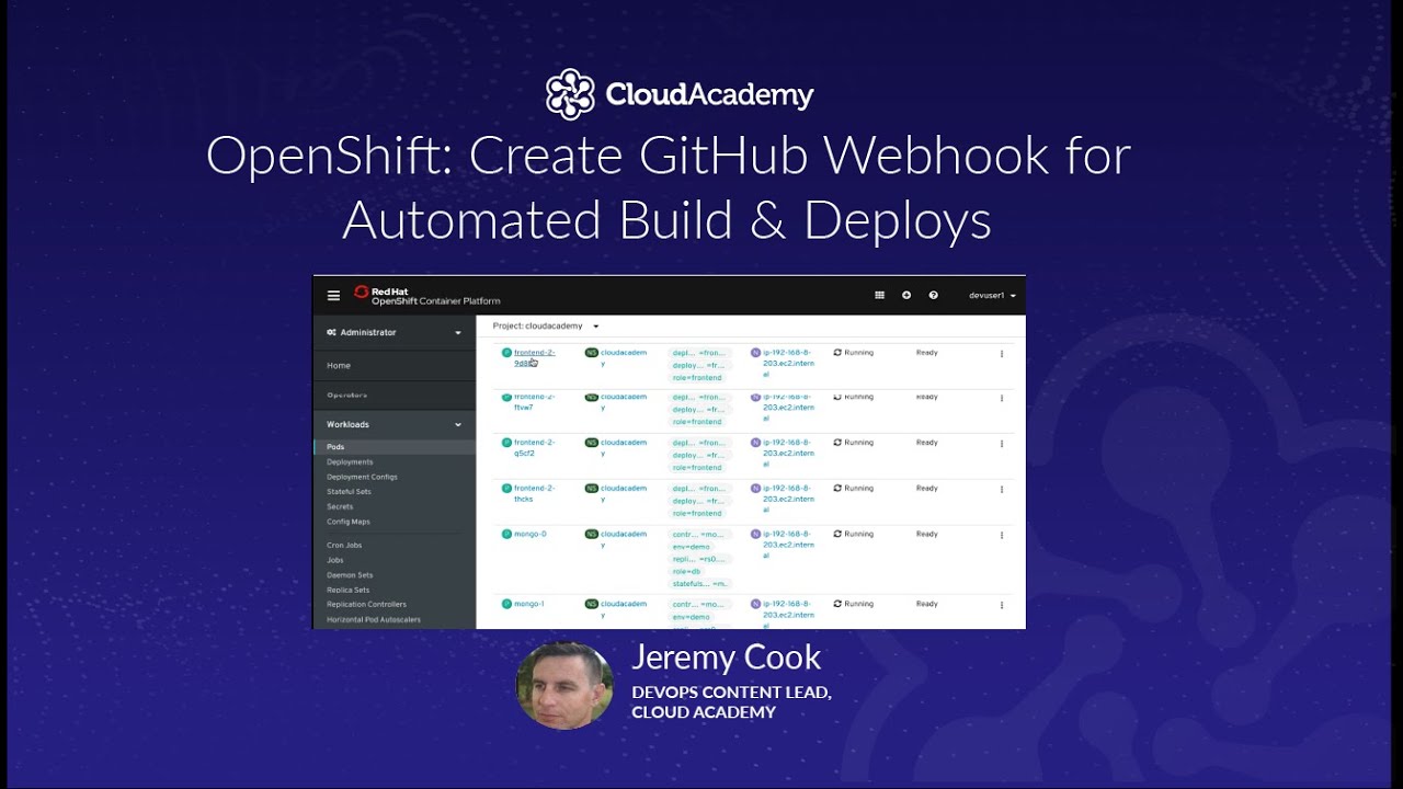 OpenShift: Create GitHub Webhook for Automated Build & Deploys