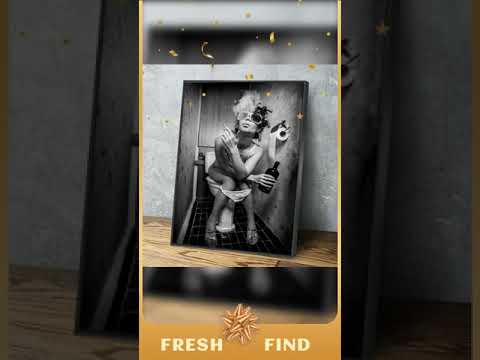 Bathroom Wall Art | Bathroom Wall Decor | Funny Bathroom Art | Smoking on Toilet Canvas Wall Art
