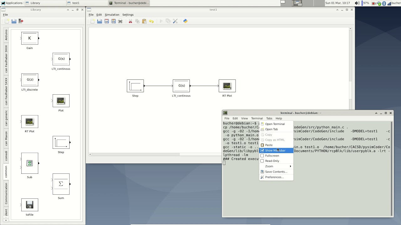 pysimCoder - A block diagram editor for Python