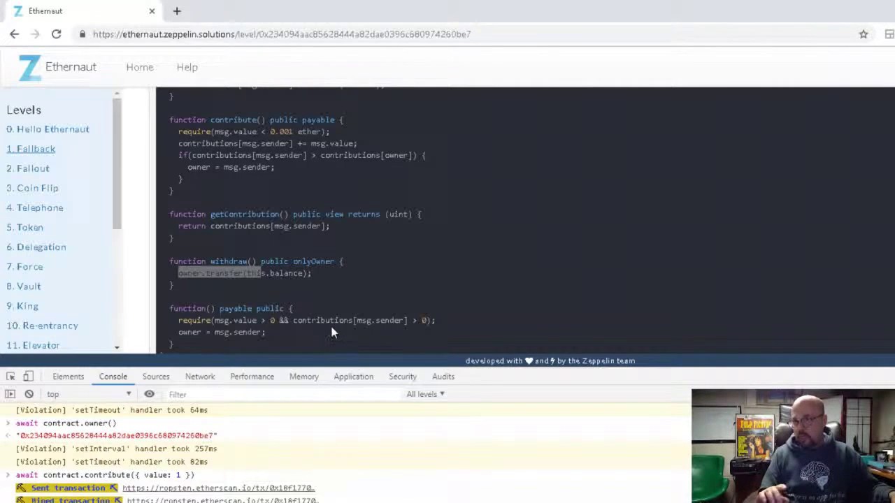 EtherNaut Challenge 01- Fallback Function