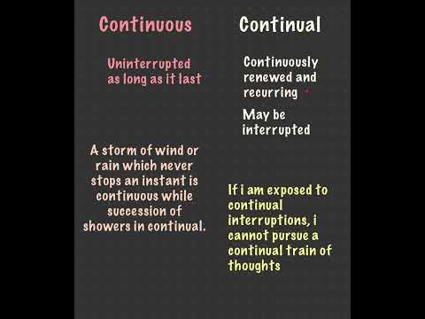 Difference between “Continuous” and “Continual”.