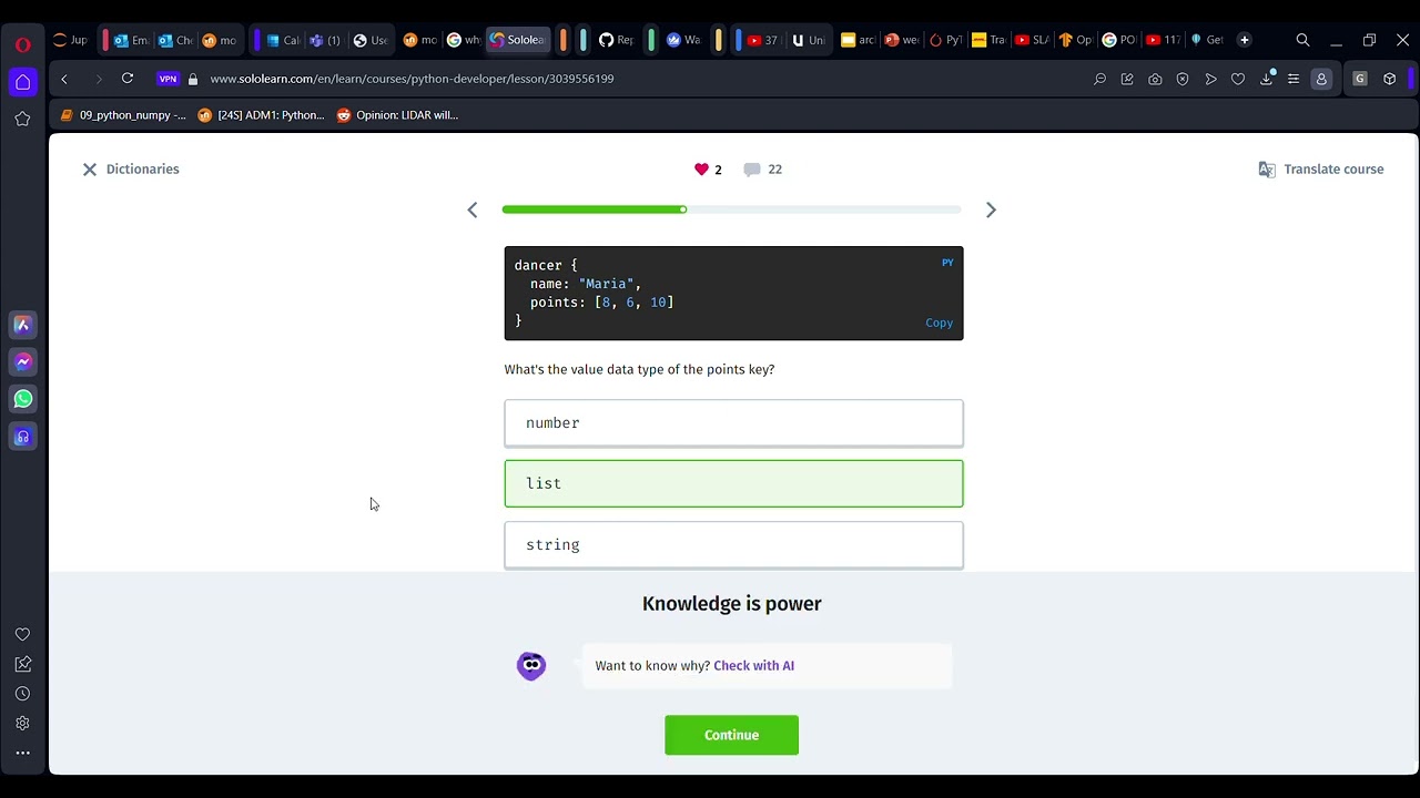 55 Dictionaries | Python Developer | Sololearn