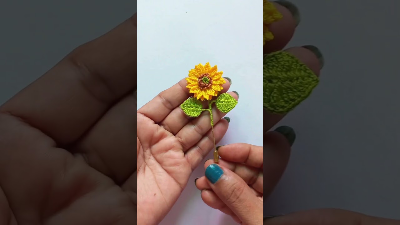 A beautiful Crochet Sunflower Brooch Pin Pattern | Easy & Pretty DIY Flower jewelry preview