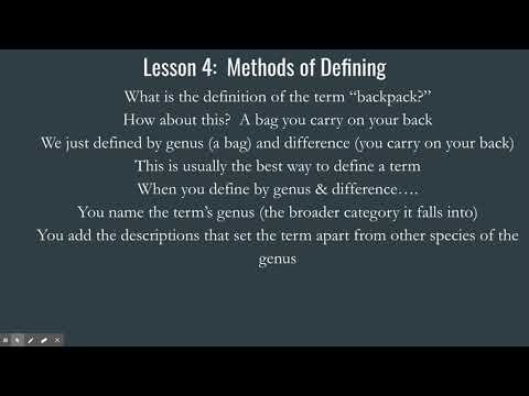 Lesson 4: Methods of Defining