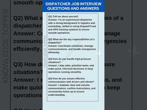 Dispatcher Interview Questions and Answers