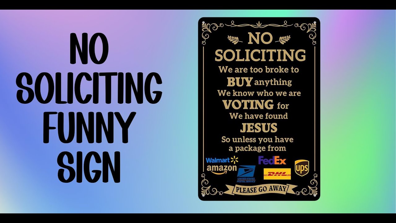 EudaBlos Funny No Soliciting Sign for Front Door and House, 12 x 8 Inch Sturdy and Durable Metal Sig